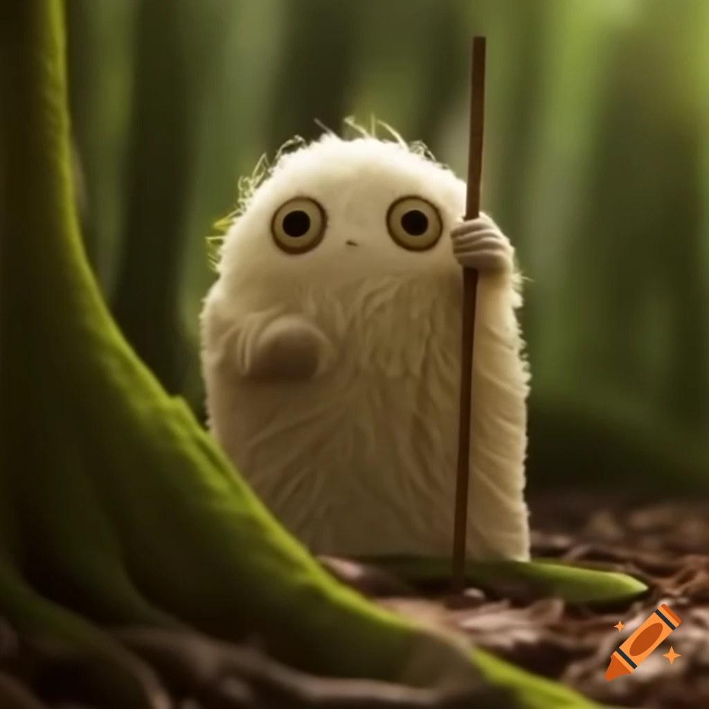 Grug, a mop-like creature with eyes, getting lost in the bush on Craiyon