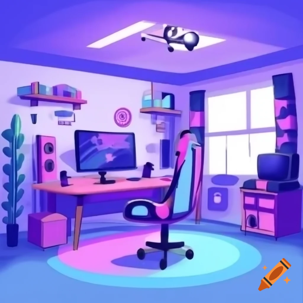 Well-equipped gaming room for streaming with multiple screens and ...