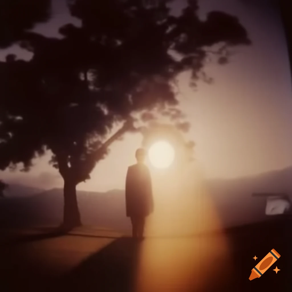 Candid photo of a faded vintage aesthetic sunrise with slanting ...