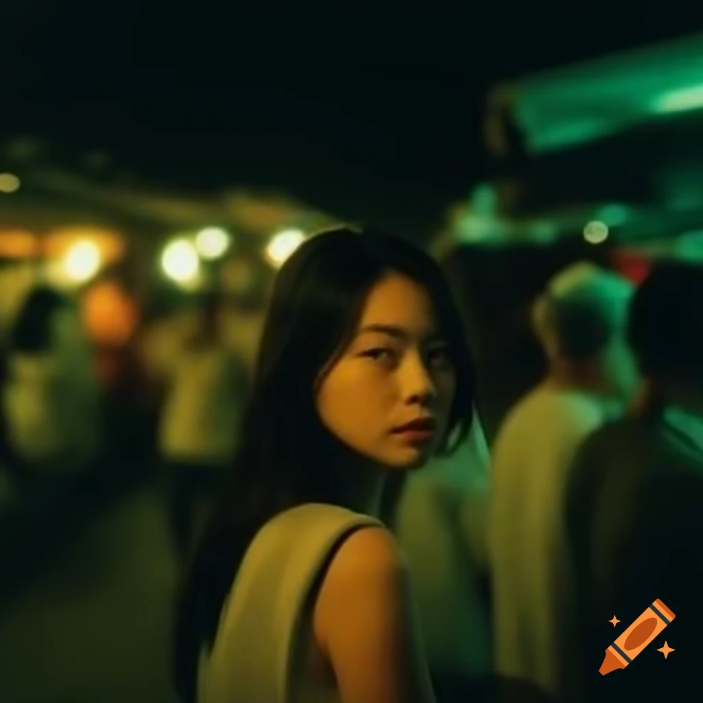 Subtle night market scene with lights and vendors on Craiyon