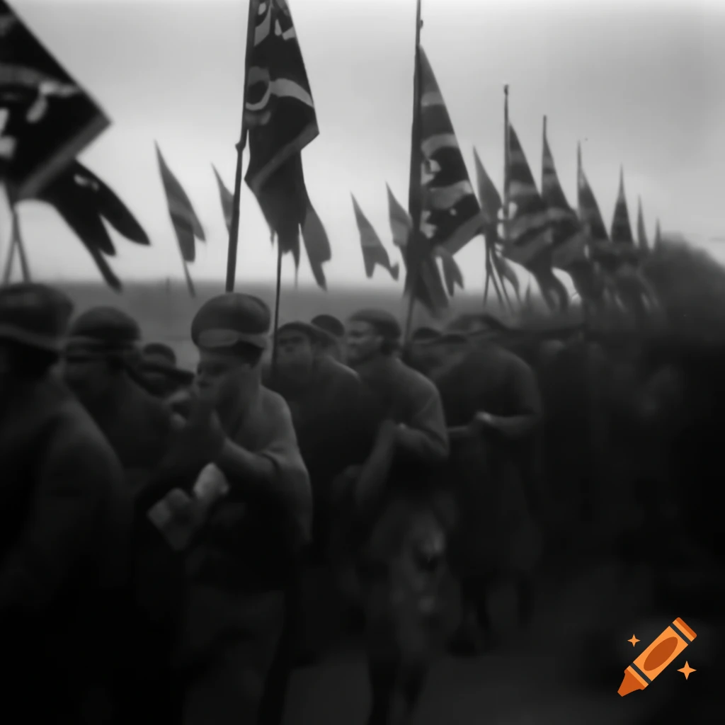 1930s germany scene with nazi flags and soldiers in dark atmosphere on ...