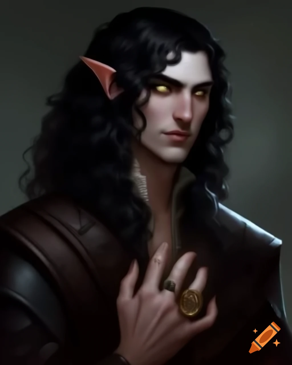 Half-body portrait of a white male half-elf Dungeons & Dragons ...