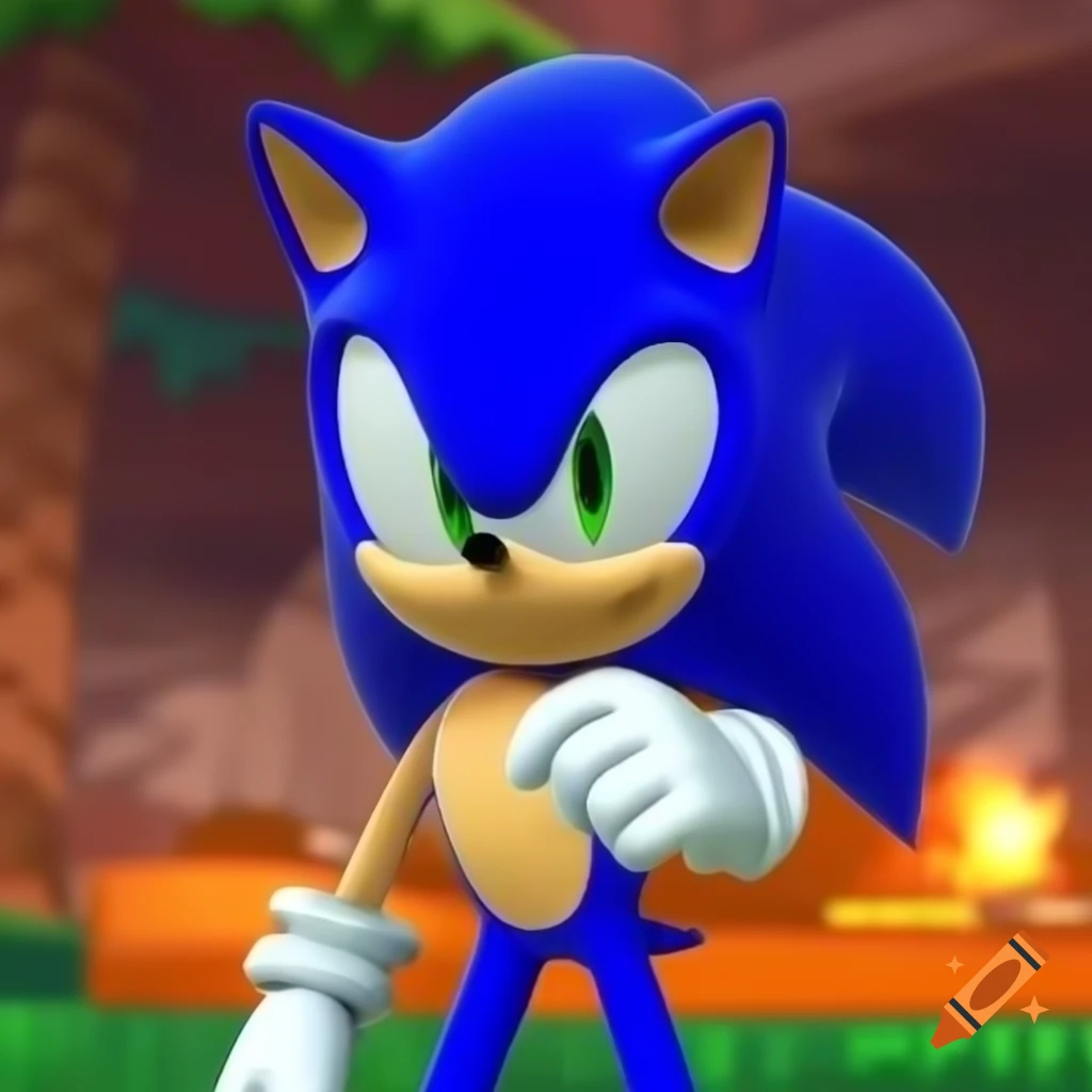 Sonic the Hedgehog in vibrant video game style on Craiyon