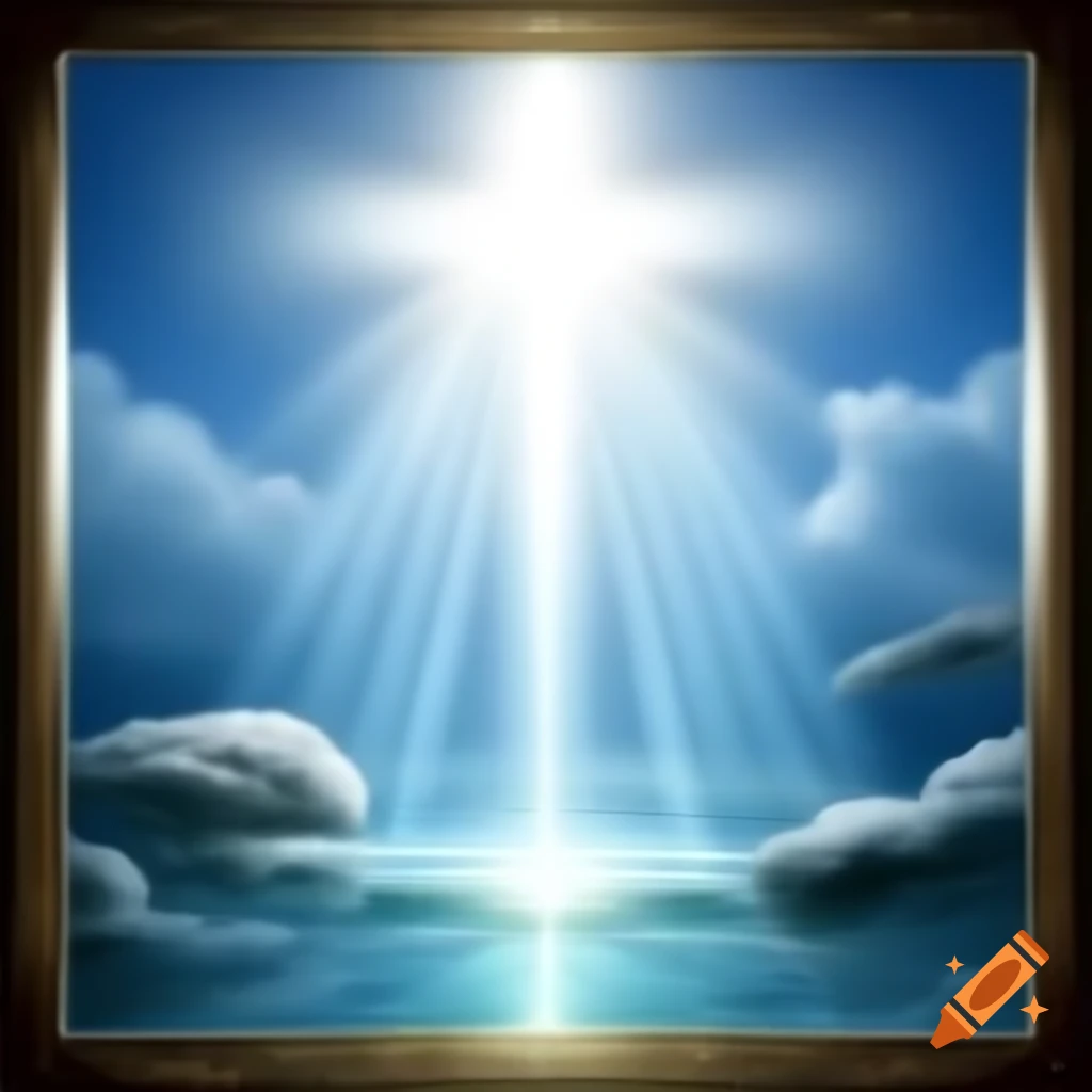 Christian-themed frame with flowing water and radiant white dove ...