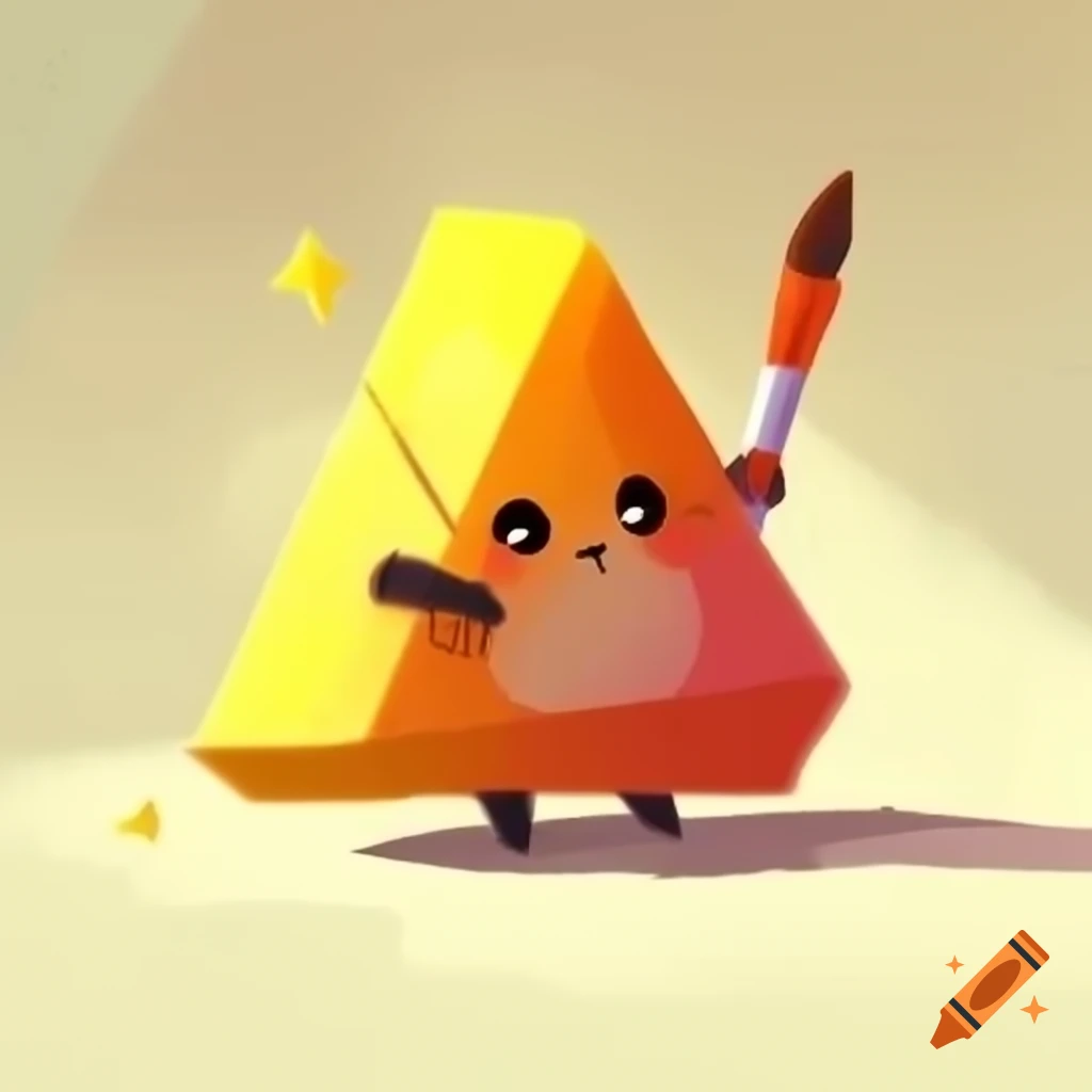Cute animal face in equilateral triangle shape in cartoon style on Craiyon