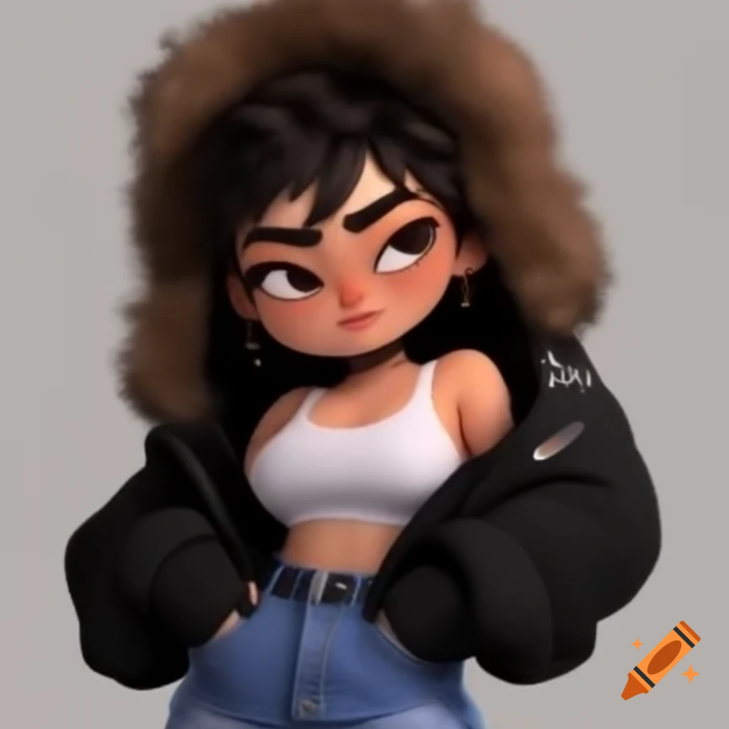 Close-up of a chill woman with brown messy hair and a smug expression ...