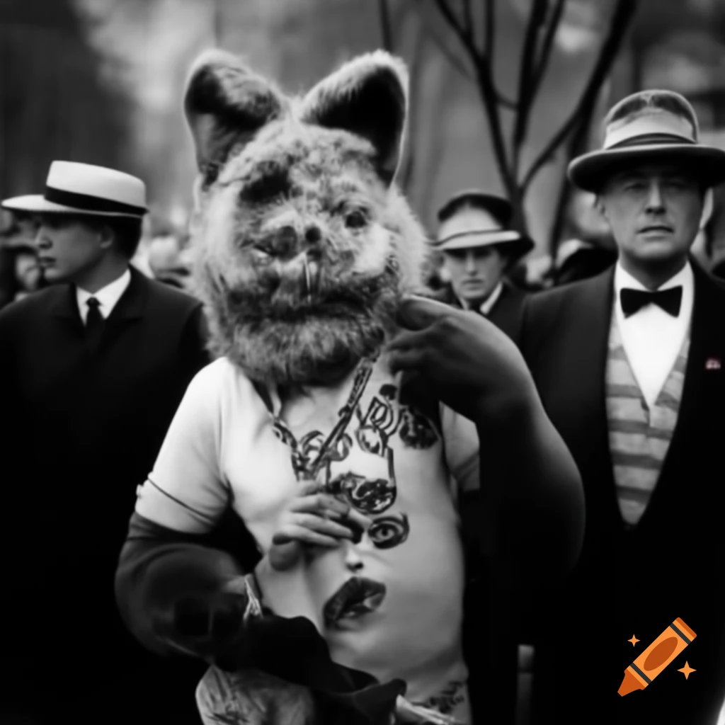 Furry costumed presidential candidate giving acceptance speech on Craiyon