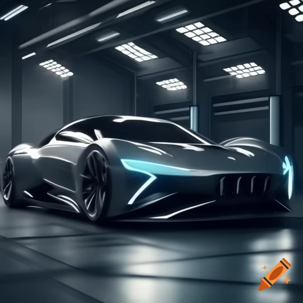 Futuristic modern large car garage design on Craiyon