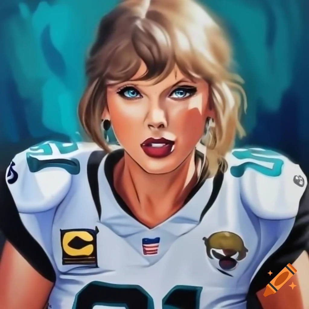 Taylor Swift wearing Jacksonville Jaguars jersey on Craiyon