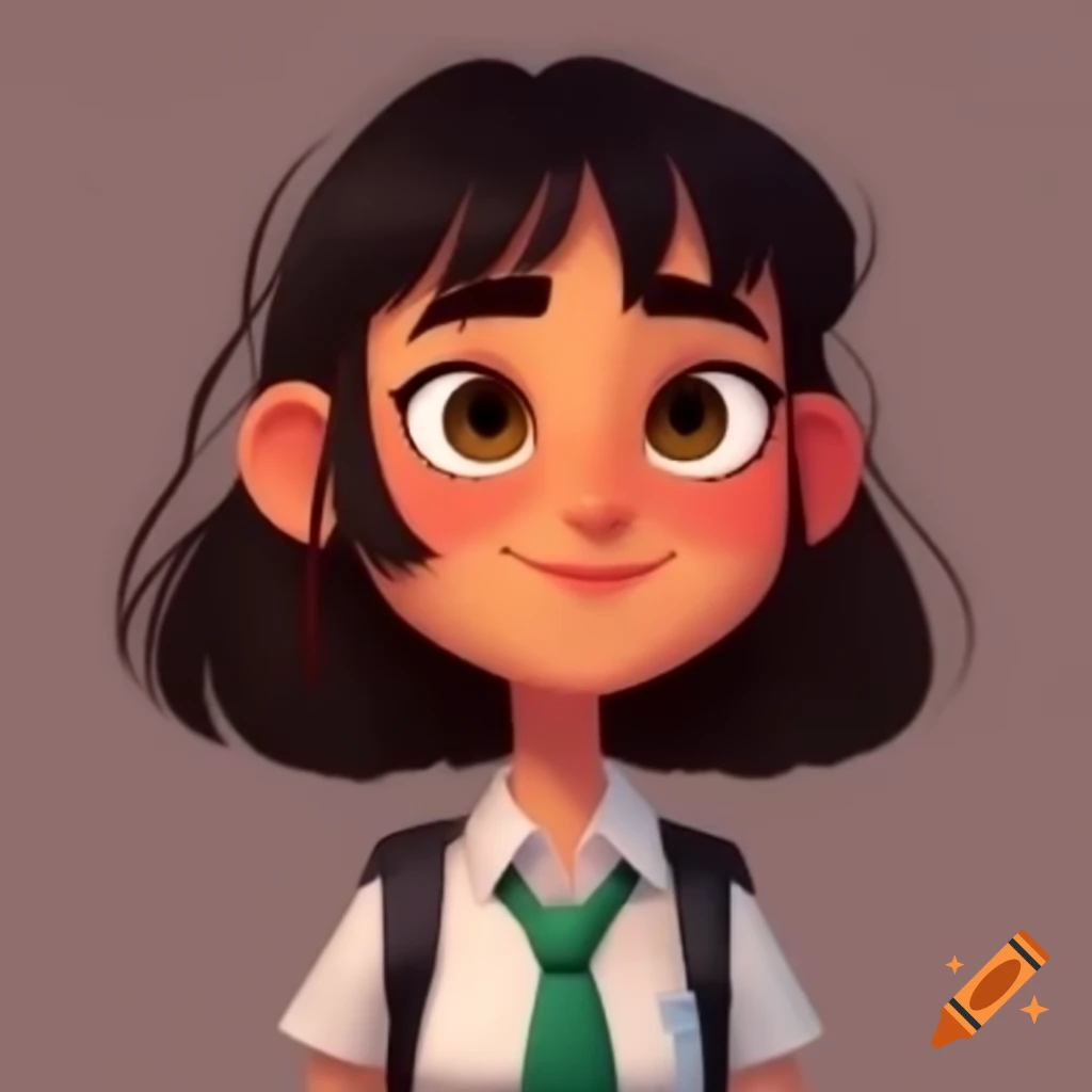 Italian female student avatar in cartoon style on Craiyon
