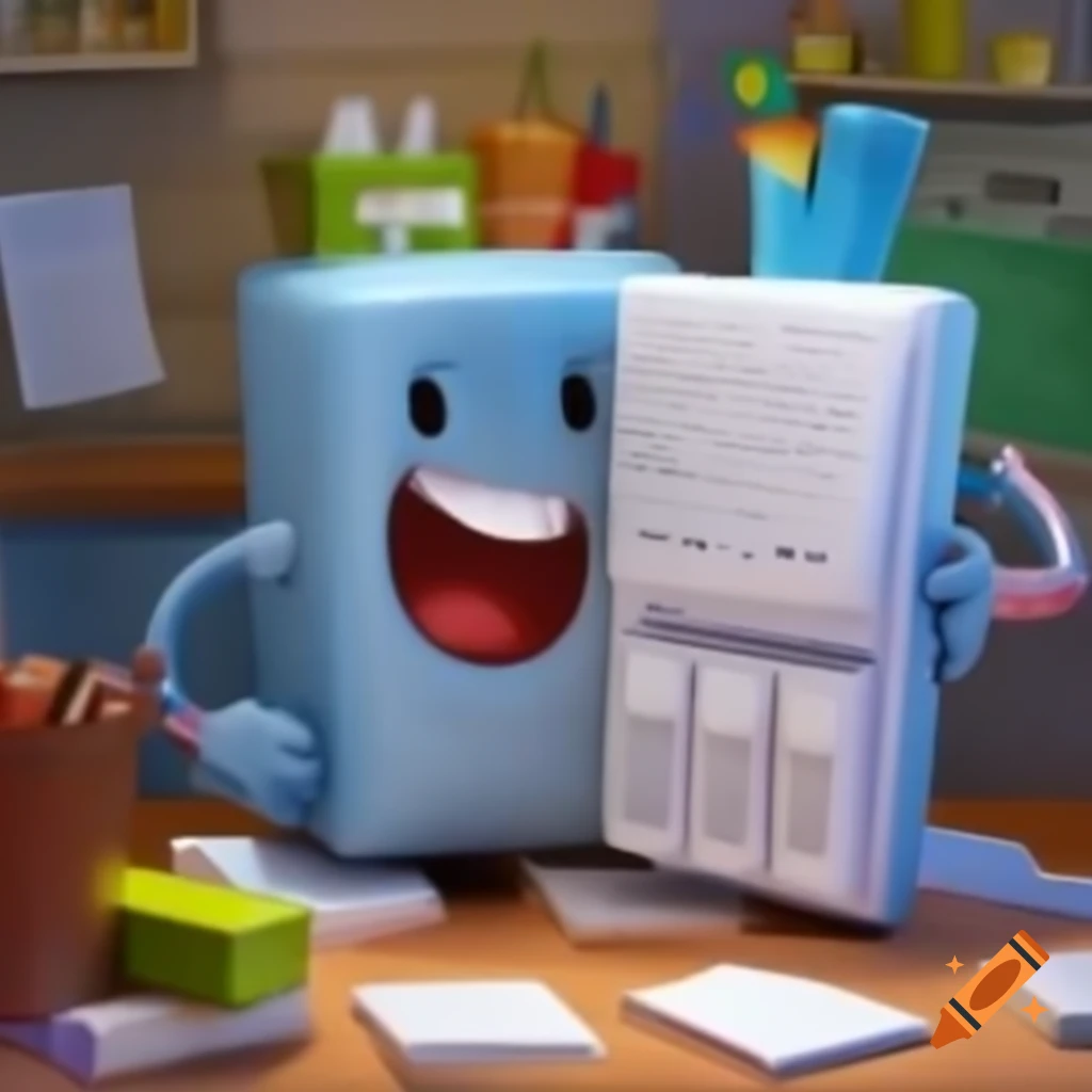 Fridge character doing homework on Craiyon