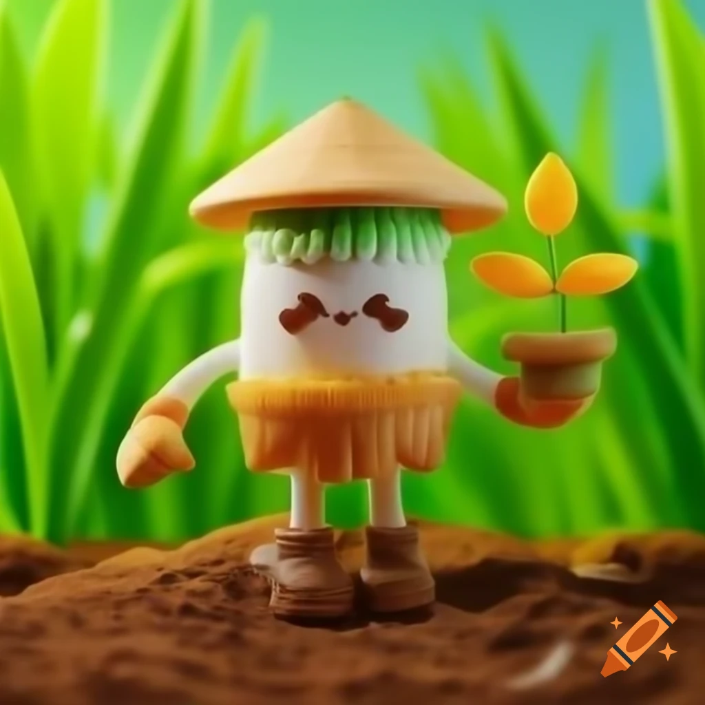 Creative rice plant mascot model for costume design in agriculture on ...