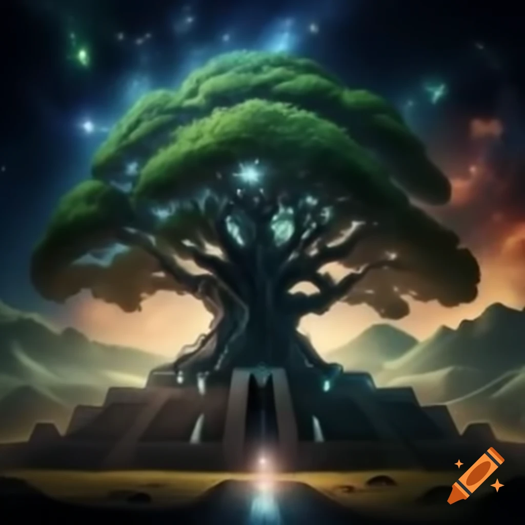 Mayan tree of life artwork in a starry hazy scene, hyper detailed on ...