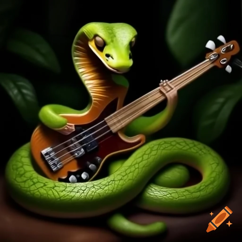 Snake resembling a bass guitar on Craiyon