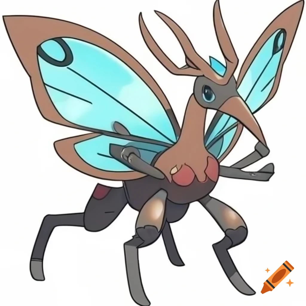 Bug and dragon type Pokémon with six legs and butterfly wings on Craiyon