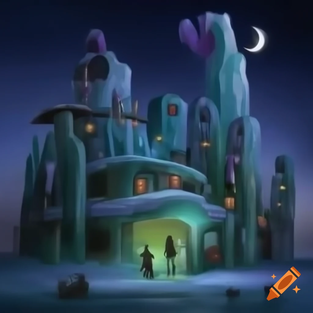 Surreal wild west town with spectral cowboys in cool blues and purples ...