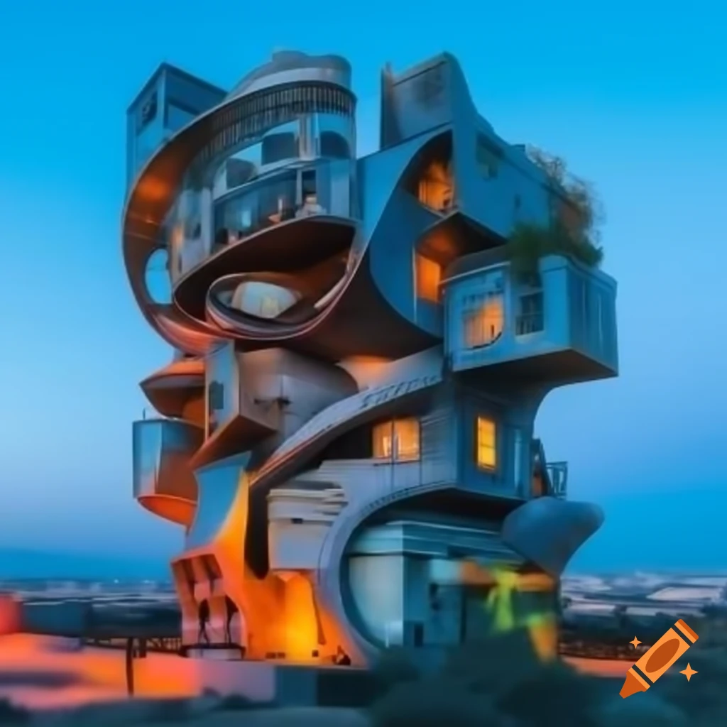 Surrealist sculpture of living skyscrapers symbolizing modern urban ...