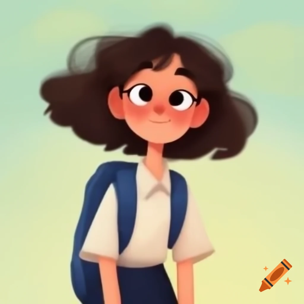 Cartoon art of Italian female student on Craiyon