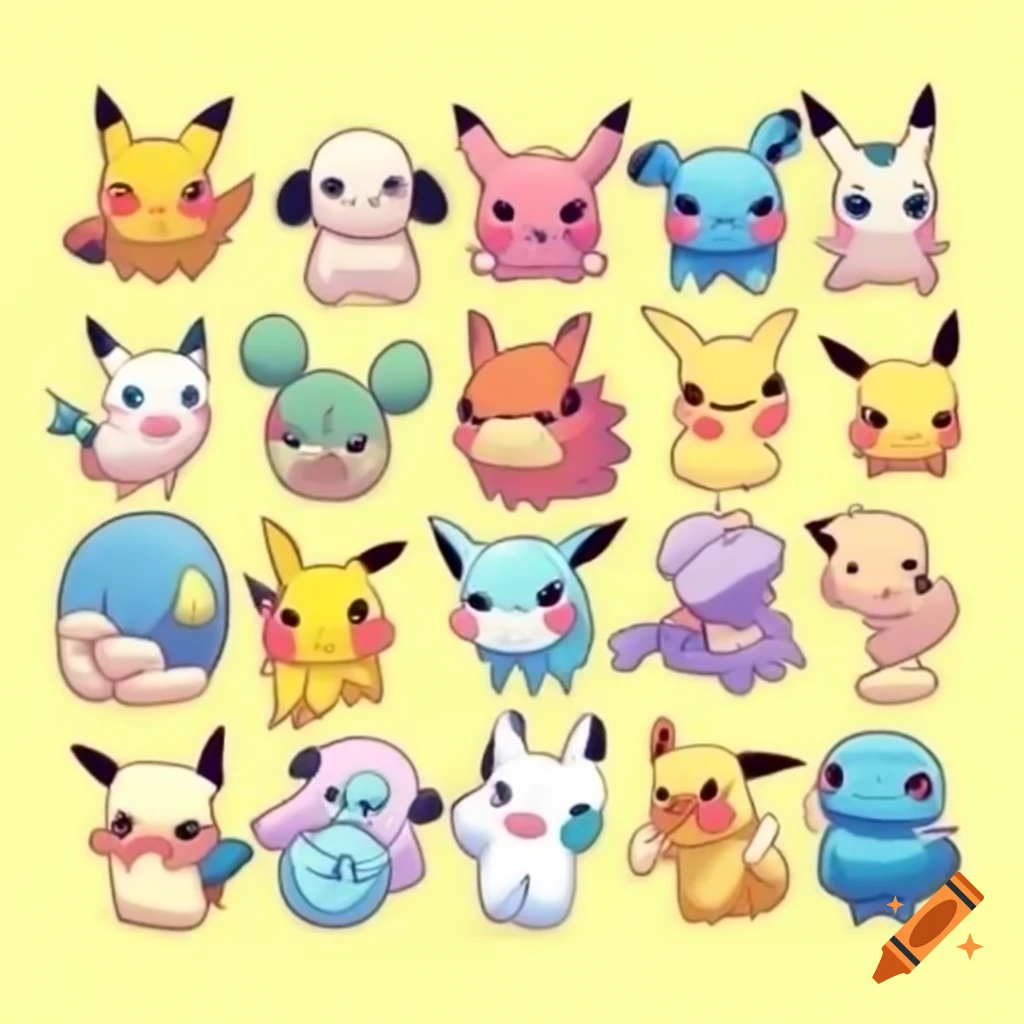 Kawaii pokémon characters in cute designs on Craiyon