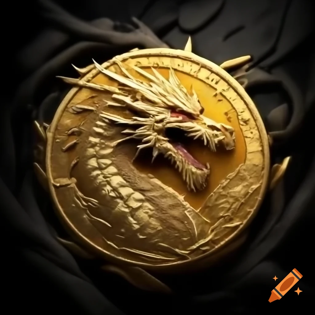 Gold coin featuring lightning dragon design on Craiyon