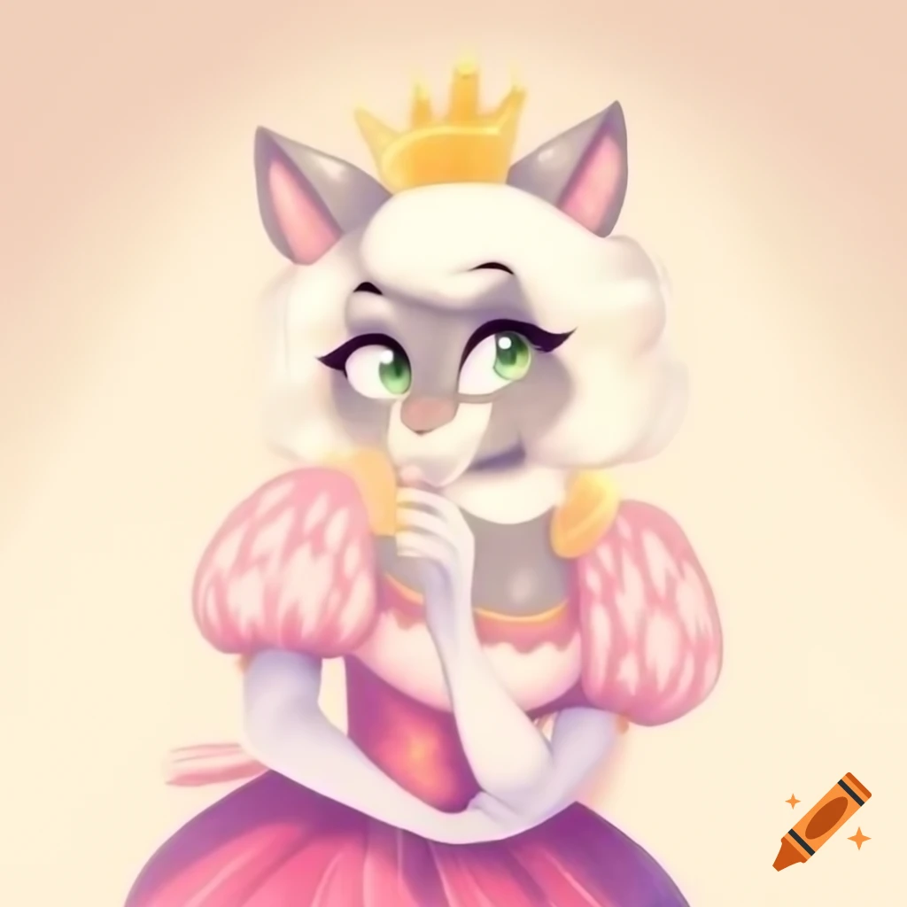 Anime style anthropomorphic sheep girl princess in fancy dress with ...