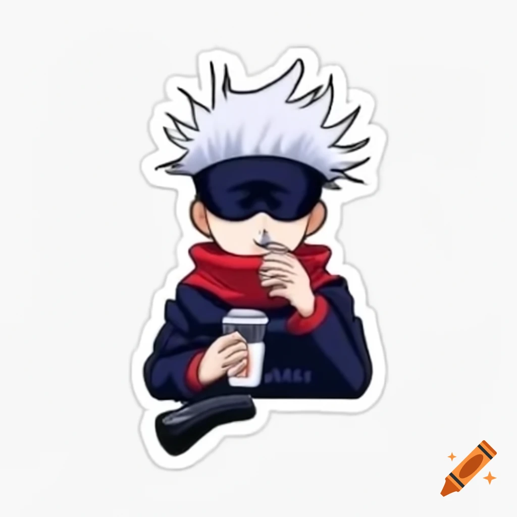 Gojo satoru enjoying tea in 2d anime style on Craiyon