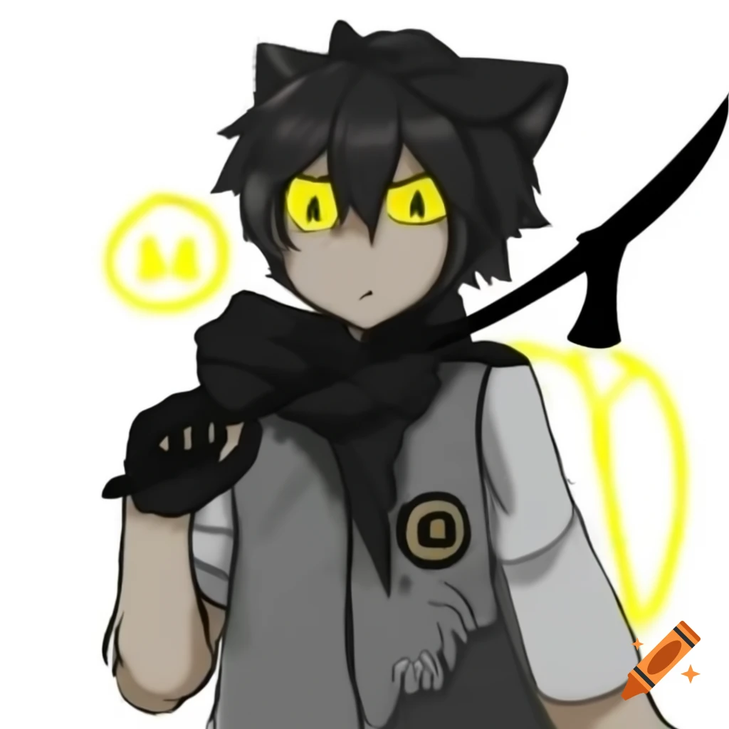 Older anime character Niko with glowing eyes and machete, in ripped ...