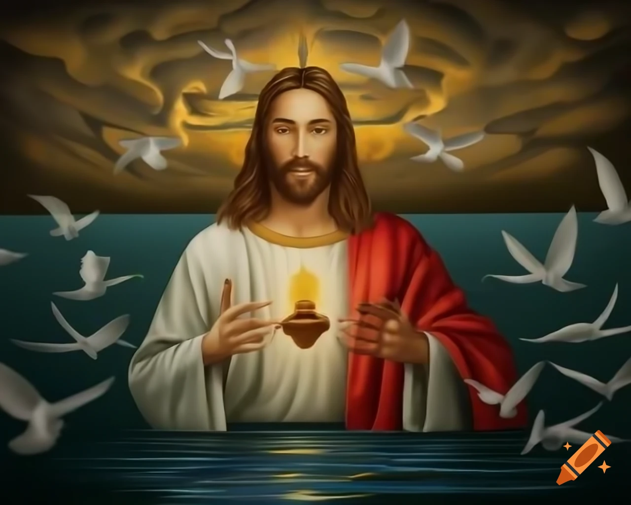 Mosaic of Jesus surrounded by birds and water by Svetoslav Roerich on ...