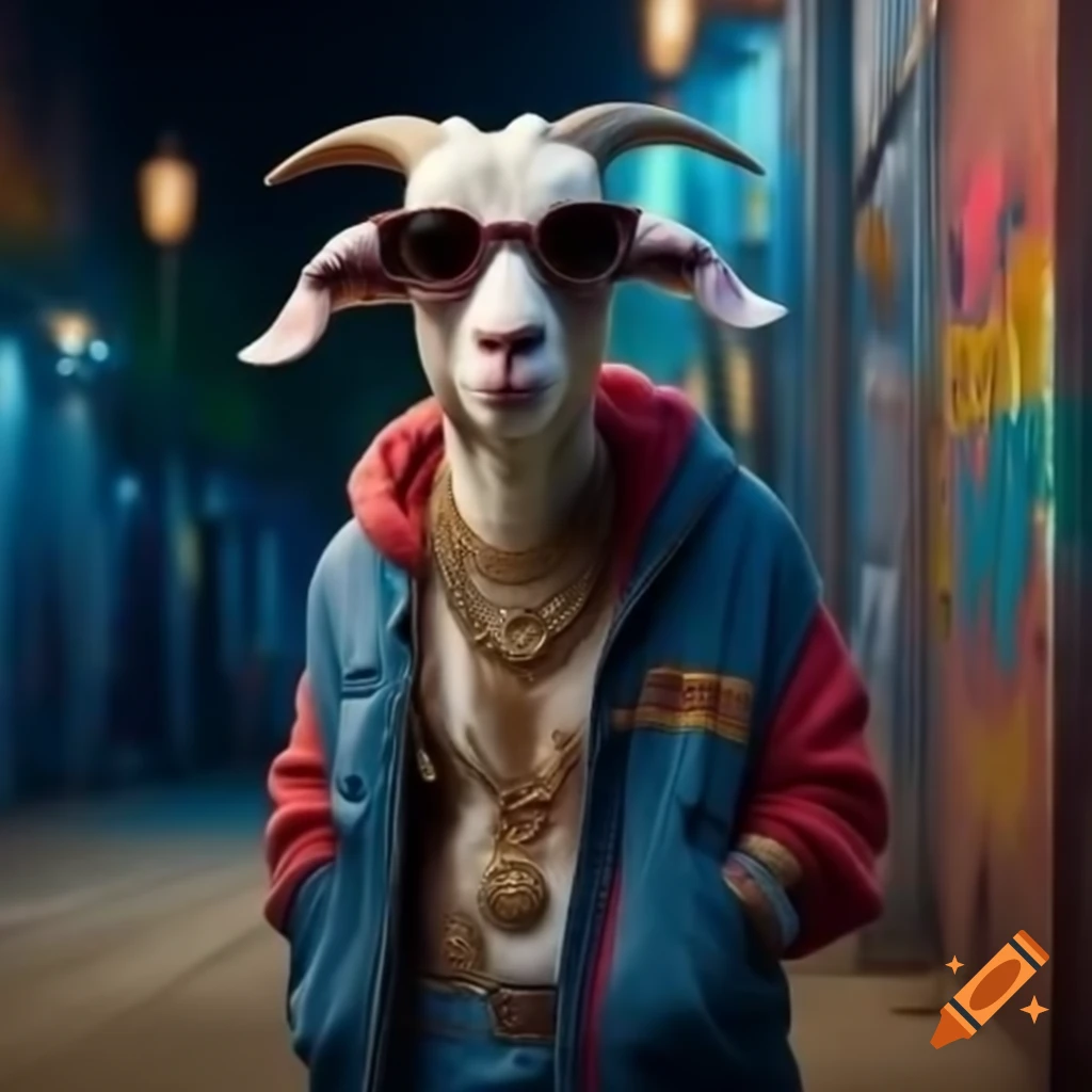 Stylish goat with human body dressed as hip-hop singer in Disney style ...