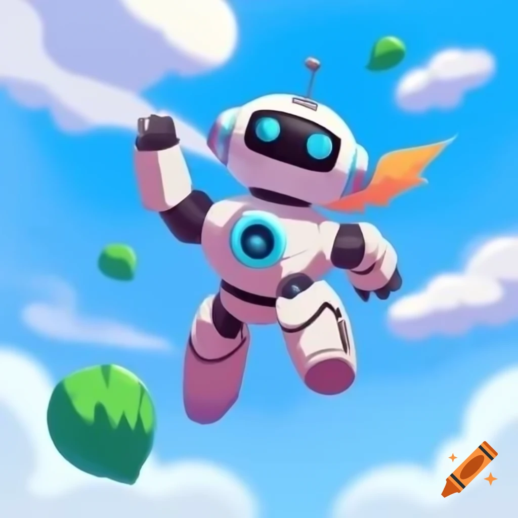 Futuristic robot flying in the sky on Craiyon