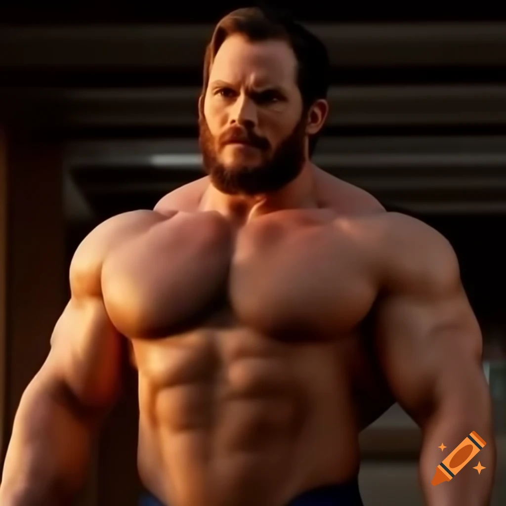 Chris pratt as muscular superman bodybuilder with short stubble beard ...