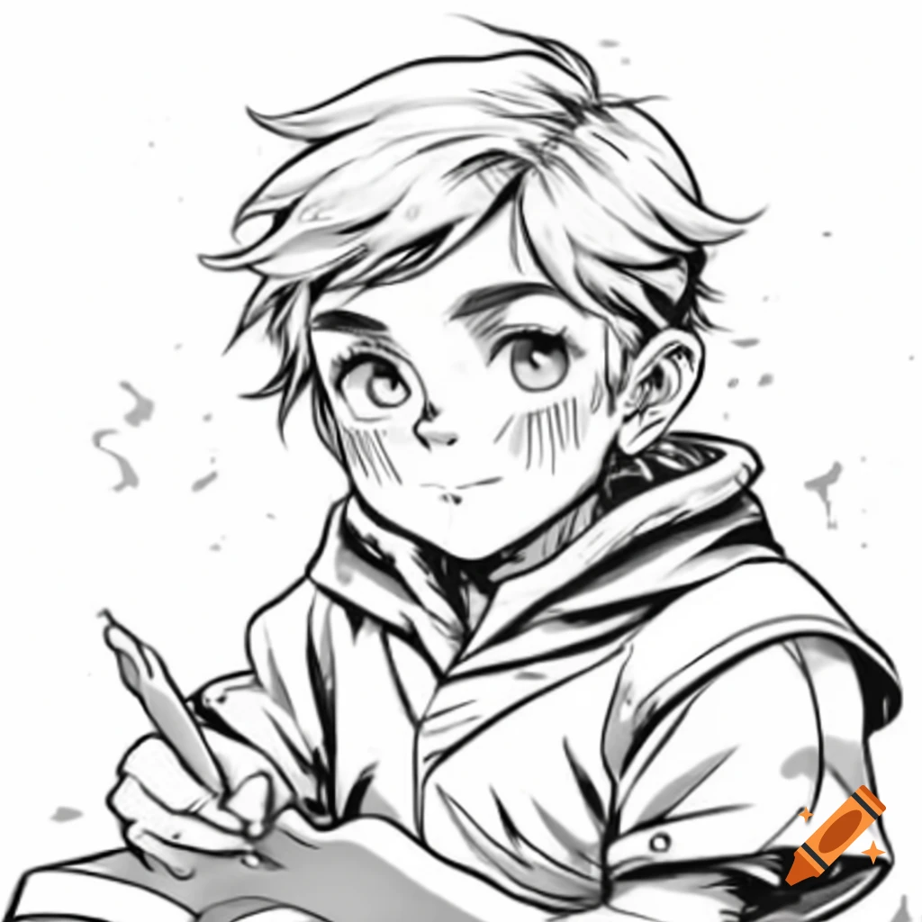 Pen and ink drawing of a young cleric holding a bible on Craiyon