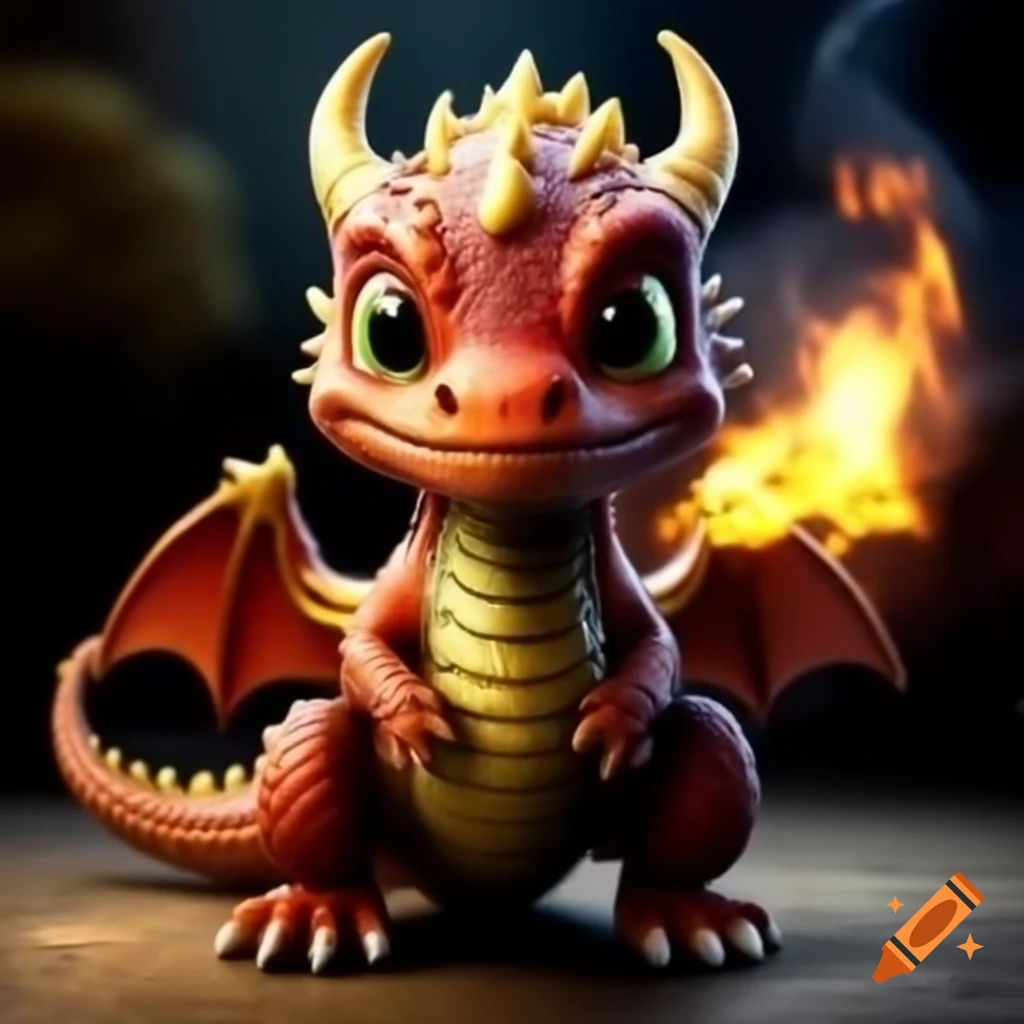 Cute fire dragon snorting smoke on Craiyon