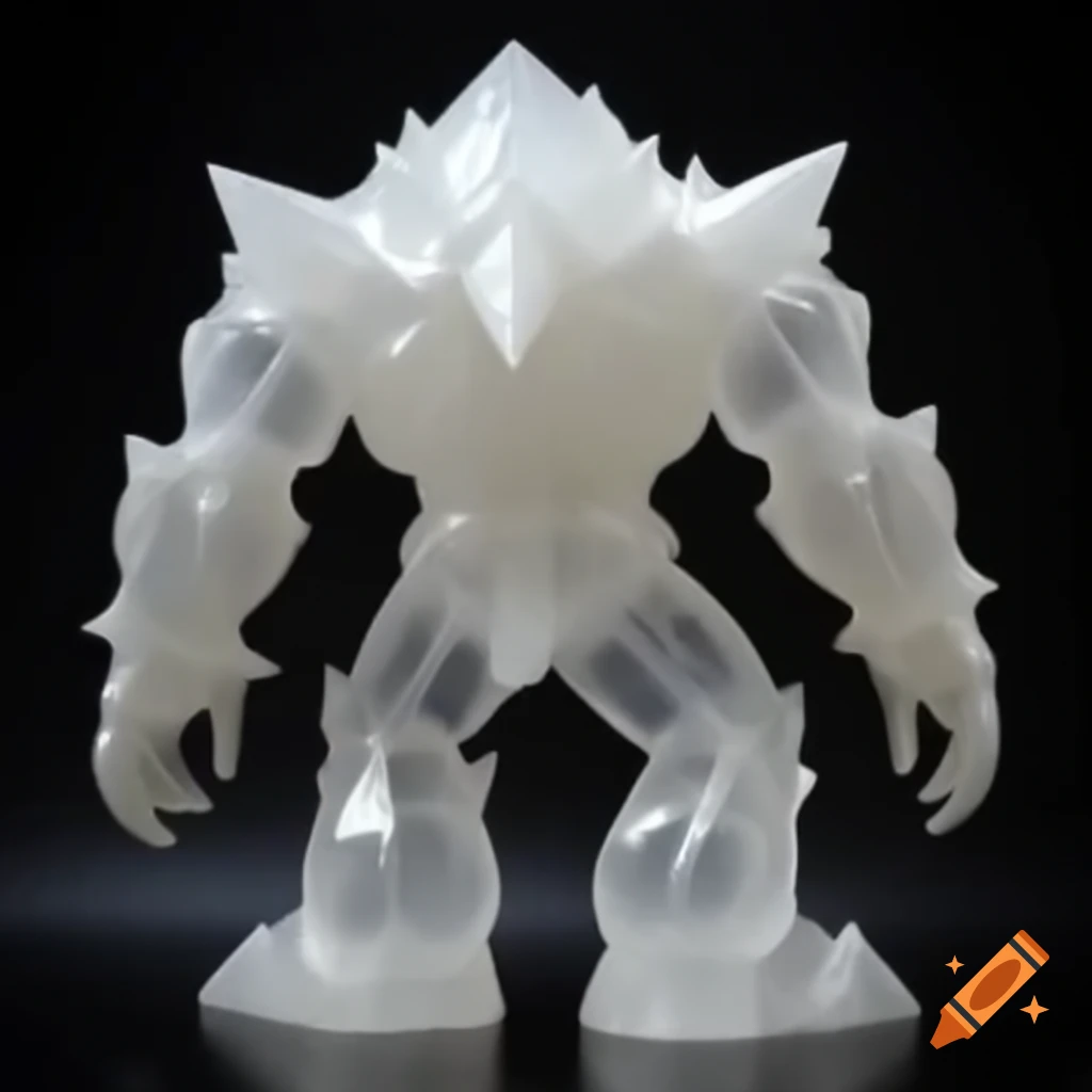 High definition image of a white quartz golem with sharp points on Craiyon