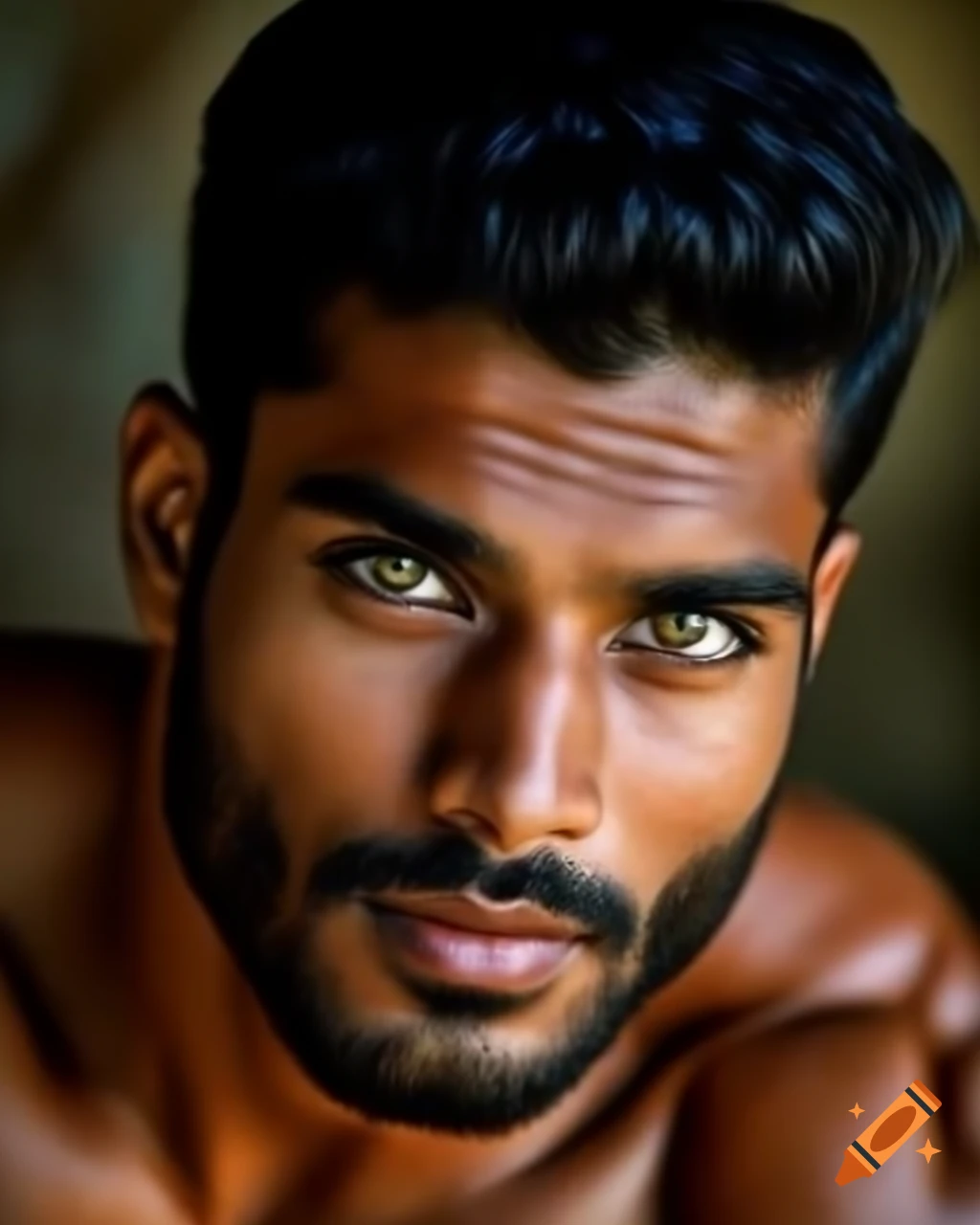 Close-up portrait of muscular south asian man on Craiyon