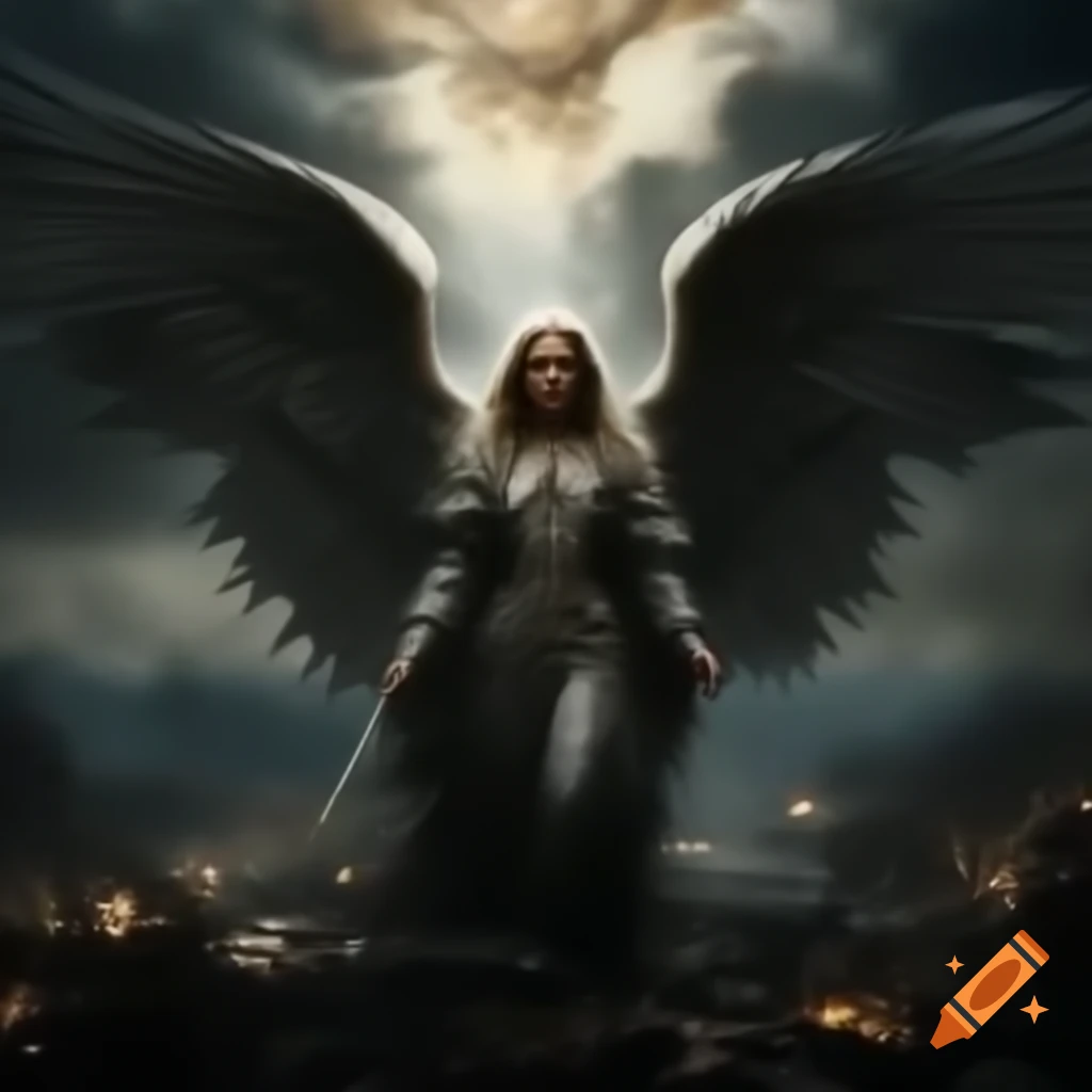 Battle angel descending from heaven on Craiyon