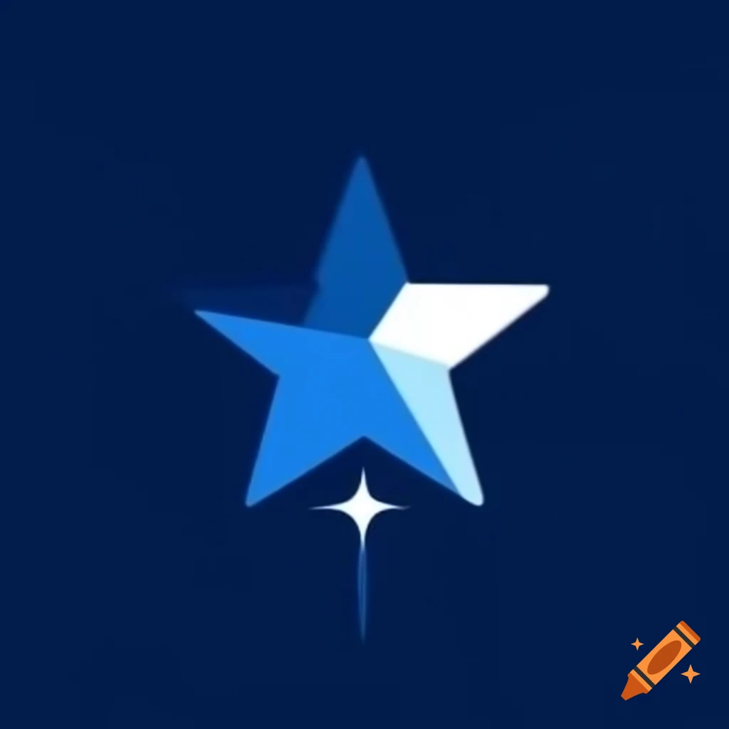 Monotone blue and white logo featuring lean cool stars on Craiyon