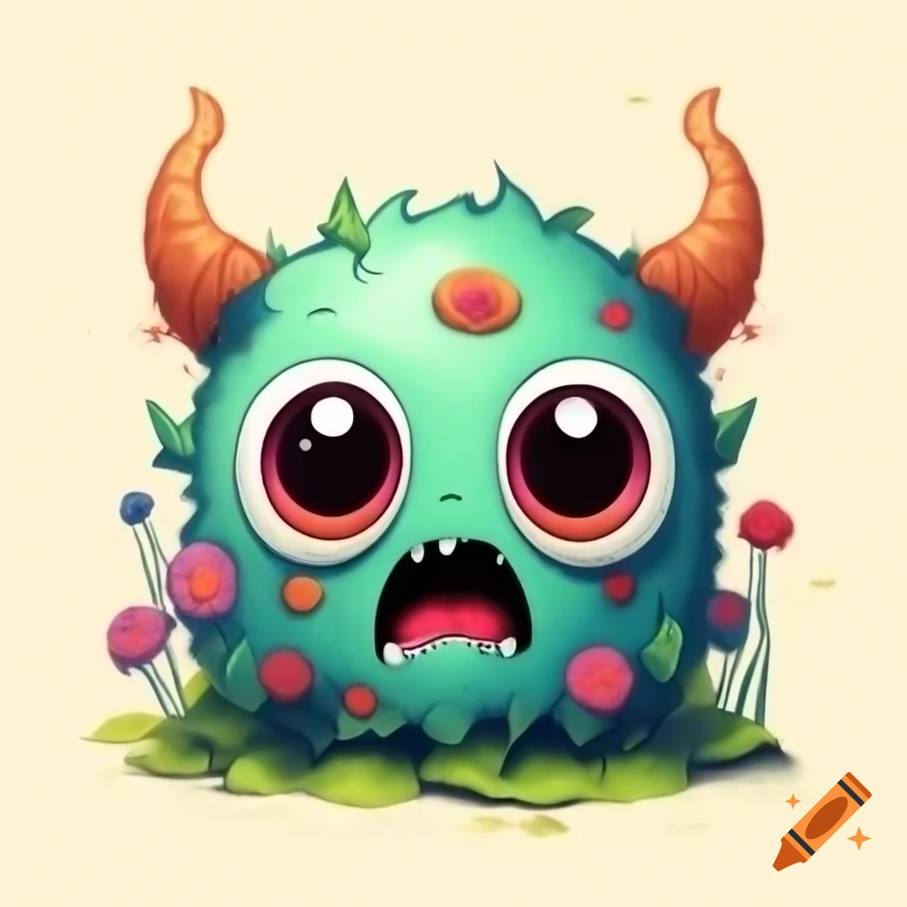 A whimsical flower monster illustration on Craiyon