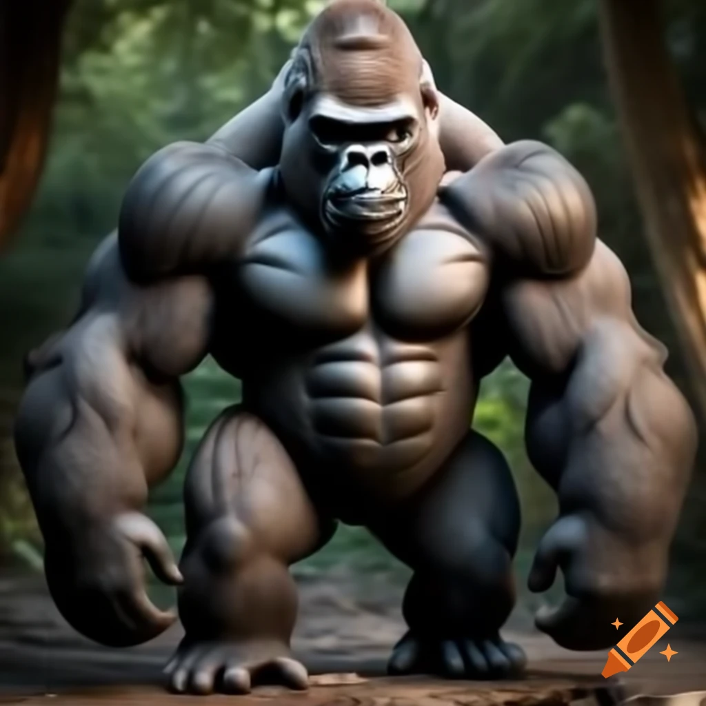 Muscular gorilla showcasing impressive physique on Craiyon
