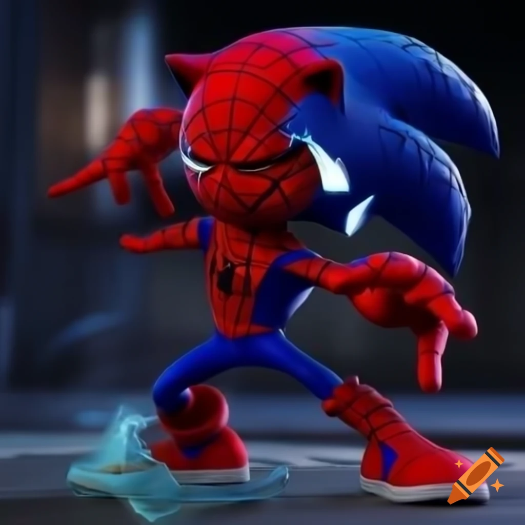 Spiderman battling sonic the hedgehog on Craiyon