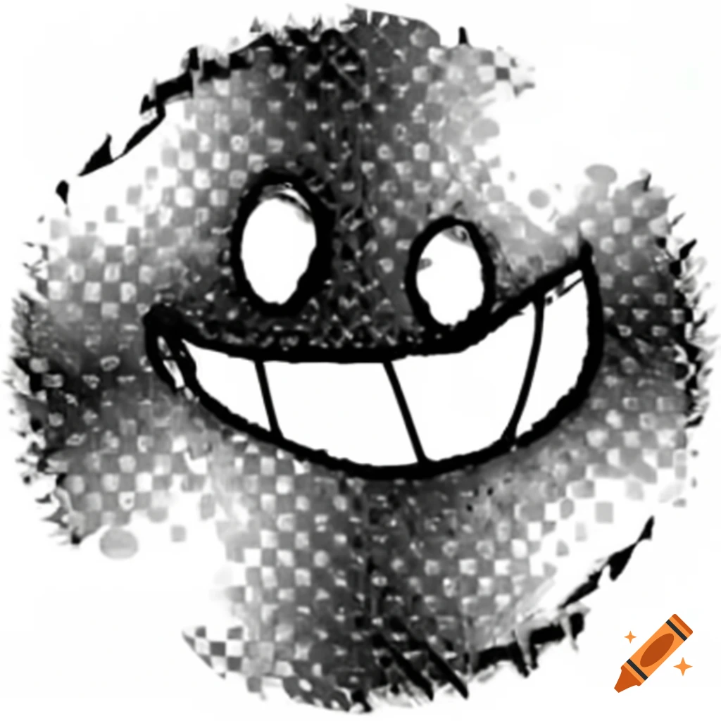 Cursed black smiley face on white background on Craiyon