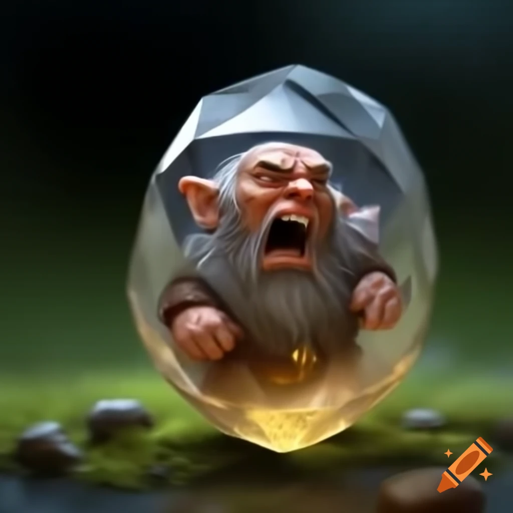 Angry dwarf trapped inside a jewel on Craiyon