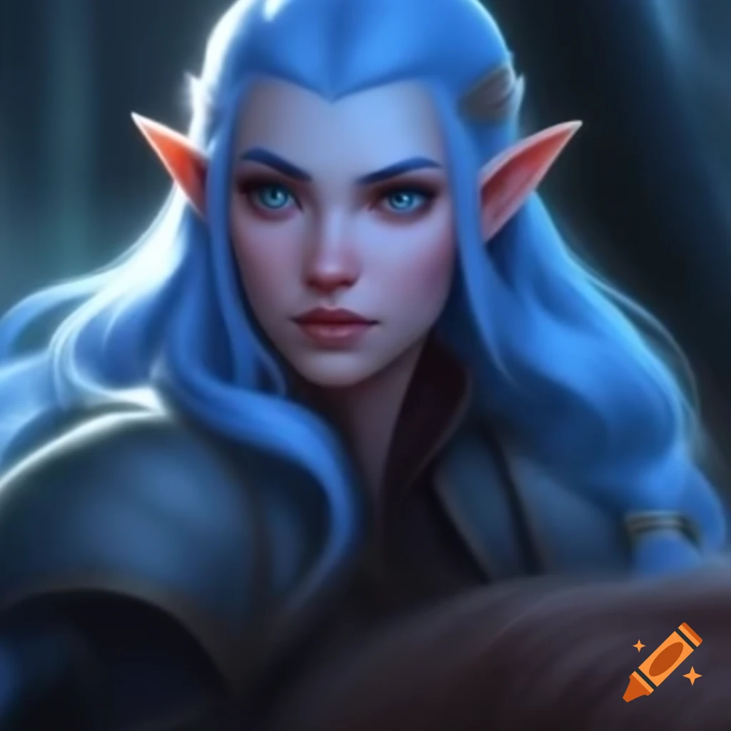 Female elf character with blue hair in ponytail, inspired by Lord of ...