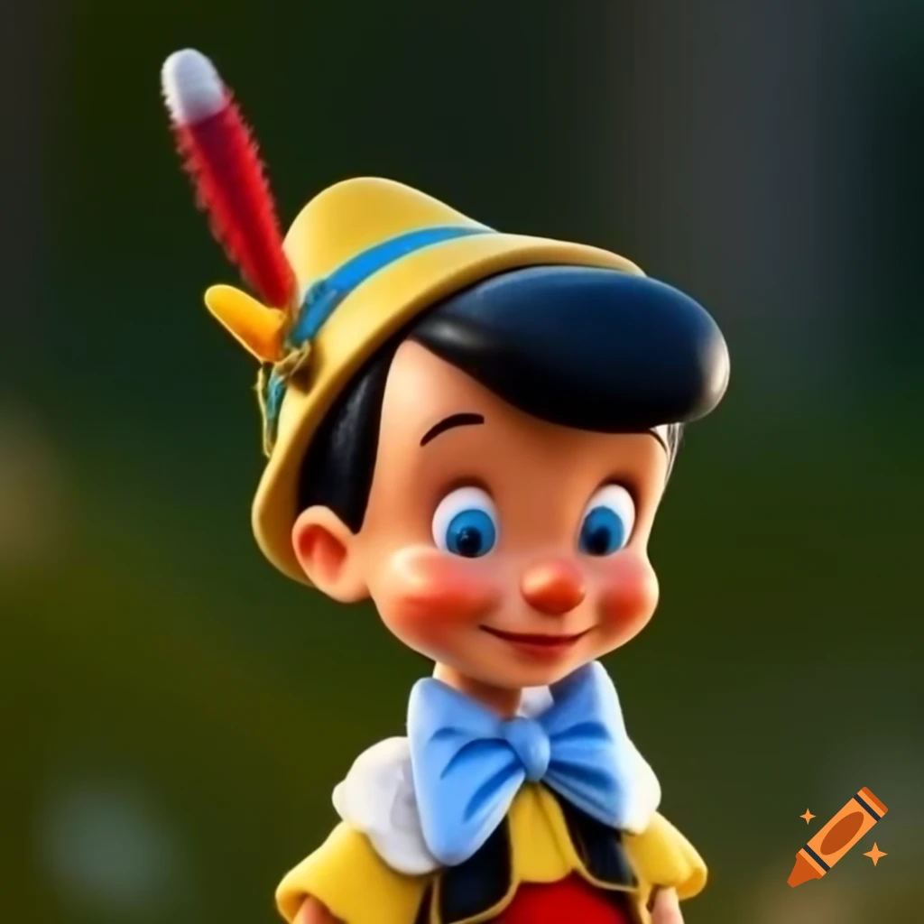 Pinocchio hat decorated with a feather on Craiyon