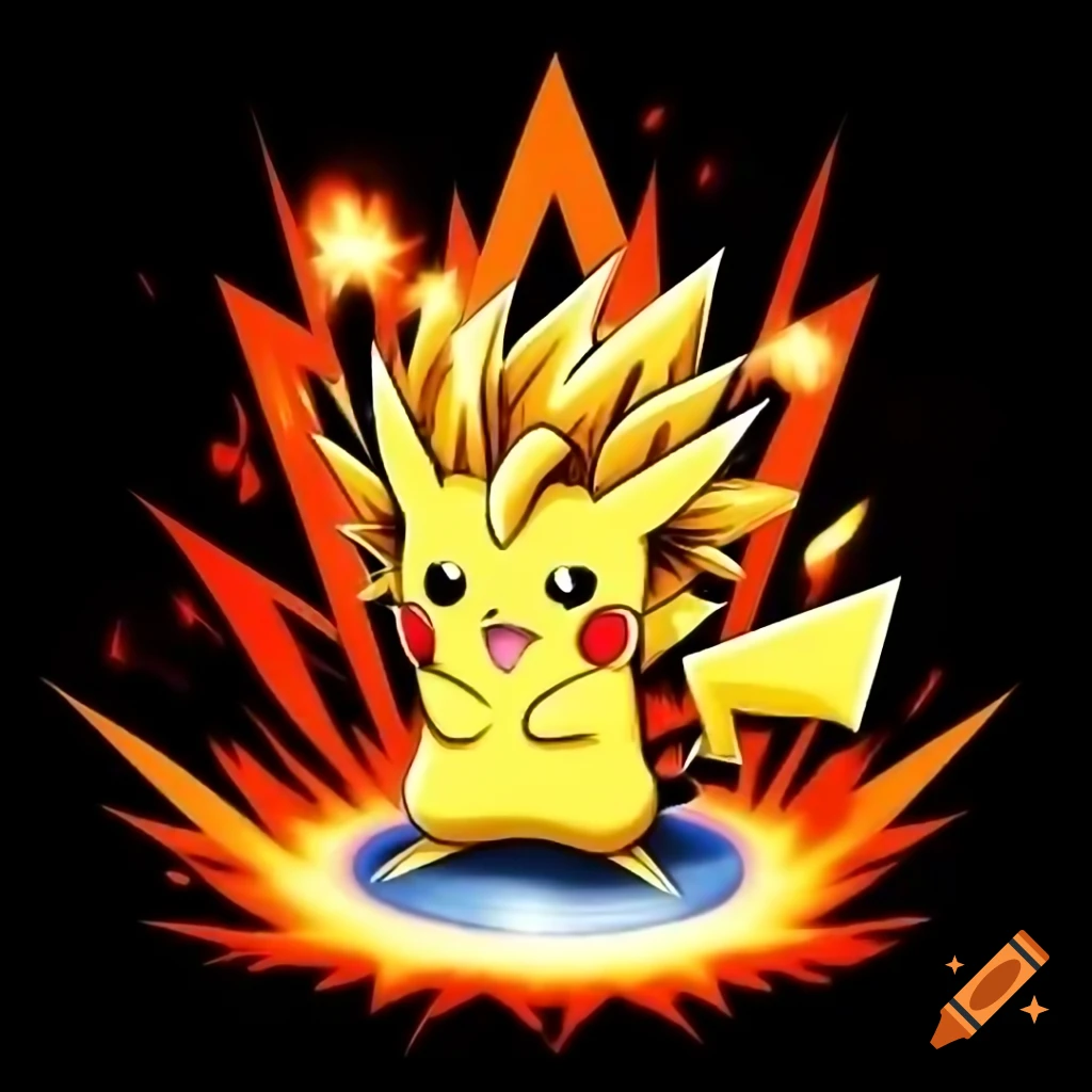 Pikachu with super saiyan hair and golden aura in dragon ball z style ...
