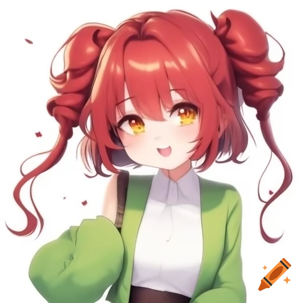 Character design of mira with bronze skin and fiery red hair styled in ...