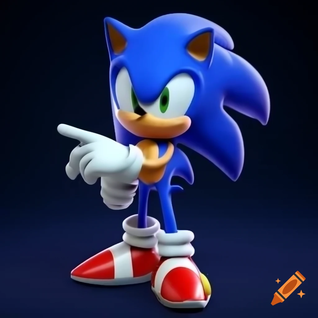 3D render of Sonic character on Craiyon