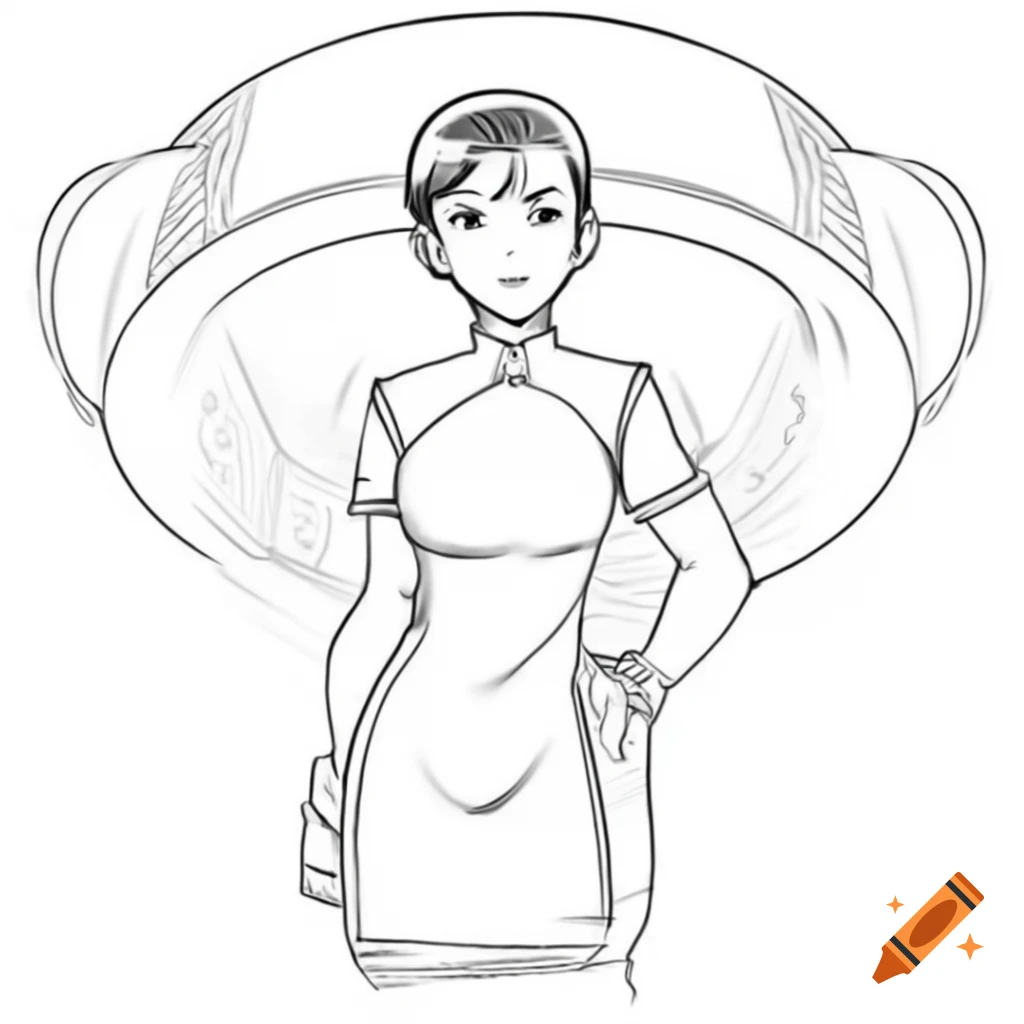 Anime character Chun-li from Street Fighter in front of floodlight on ...