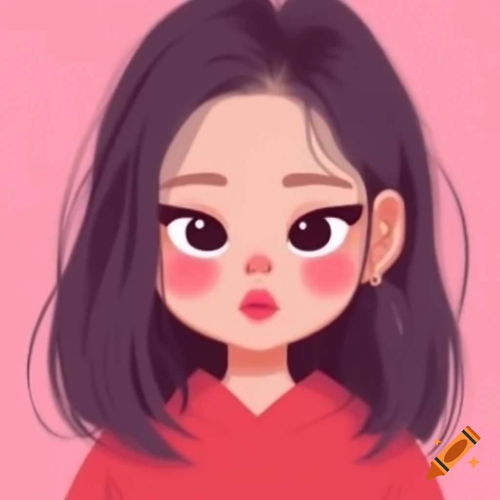Stylized cartoon of Kim Jennie on Craiyon