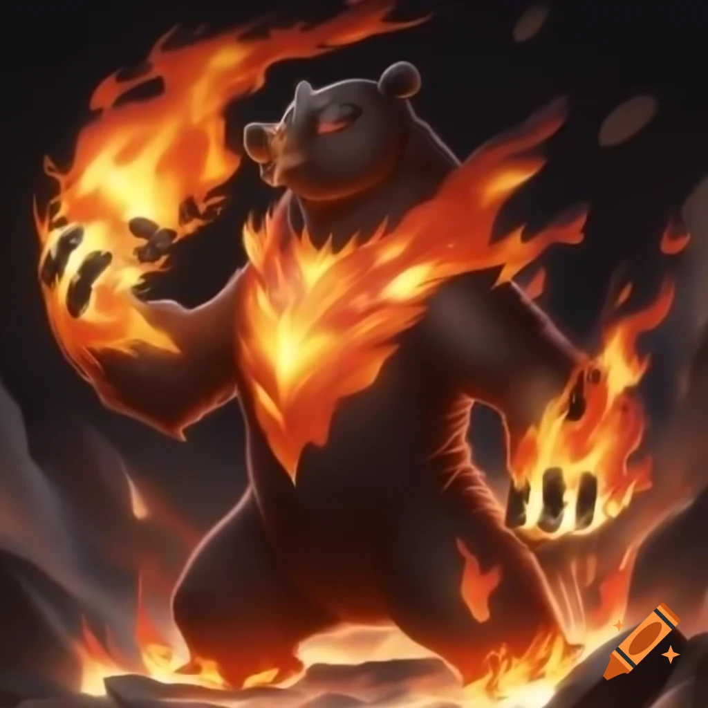 Fire type black bear Pokemon on Craiyon